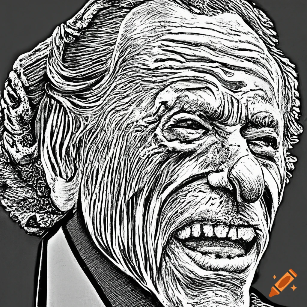 Block print portrait of charles bukowski