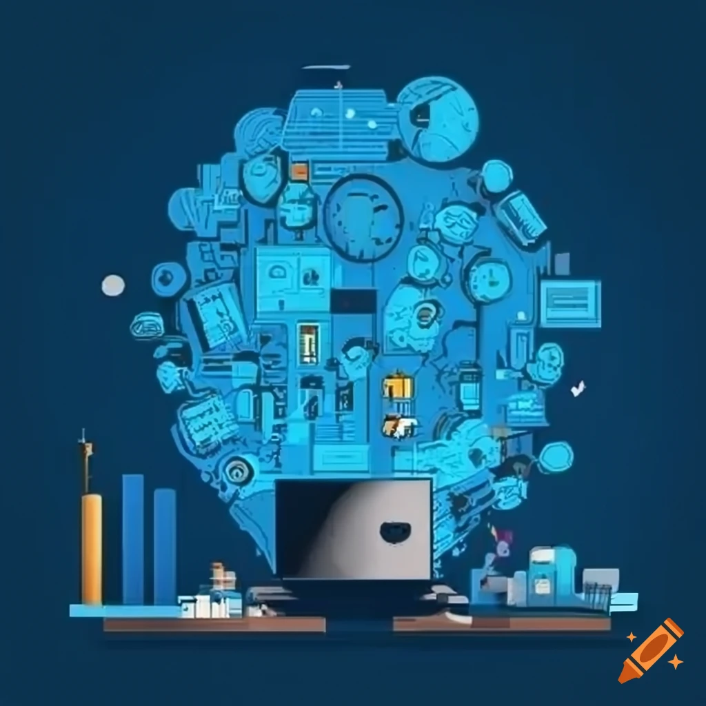 Cartoon illustration of a chaotic data management system