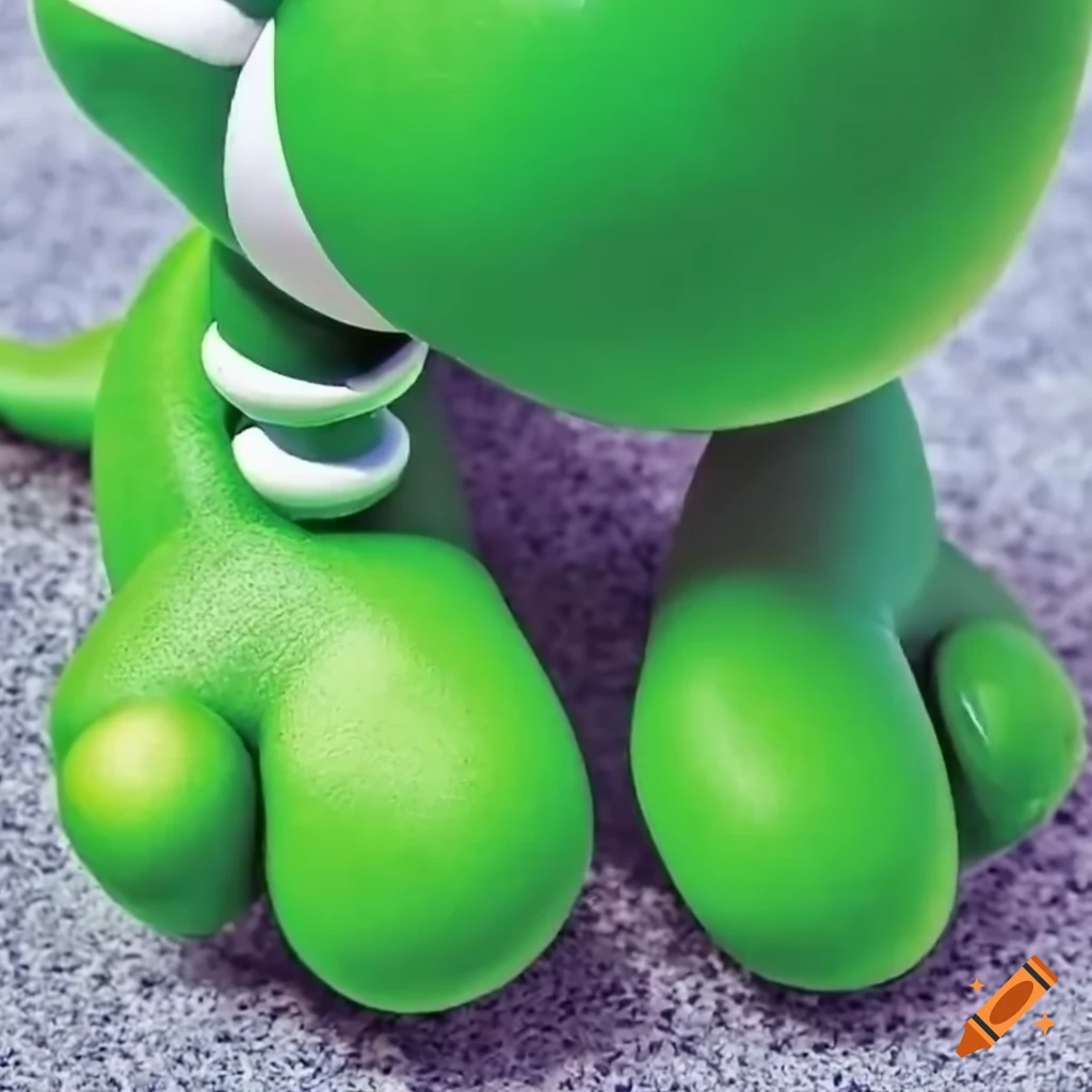 Close-up of yoshi's big green bare feet