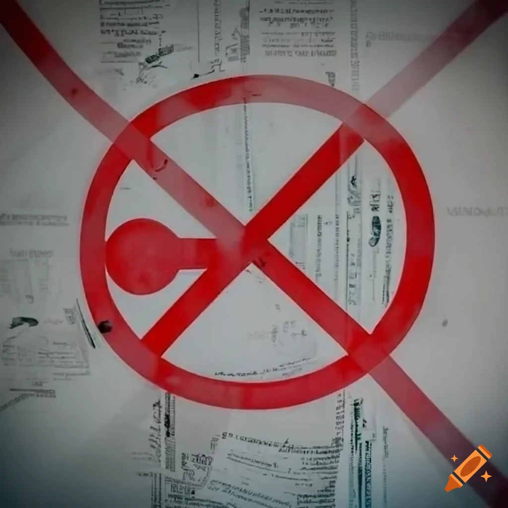 Newspapers with a red ban sign