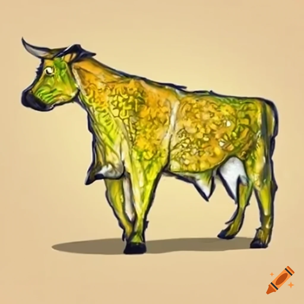 Image of a giant magical cow on a battleground