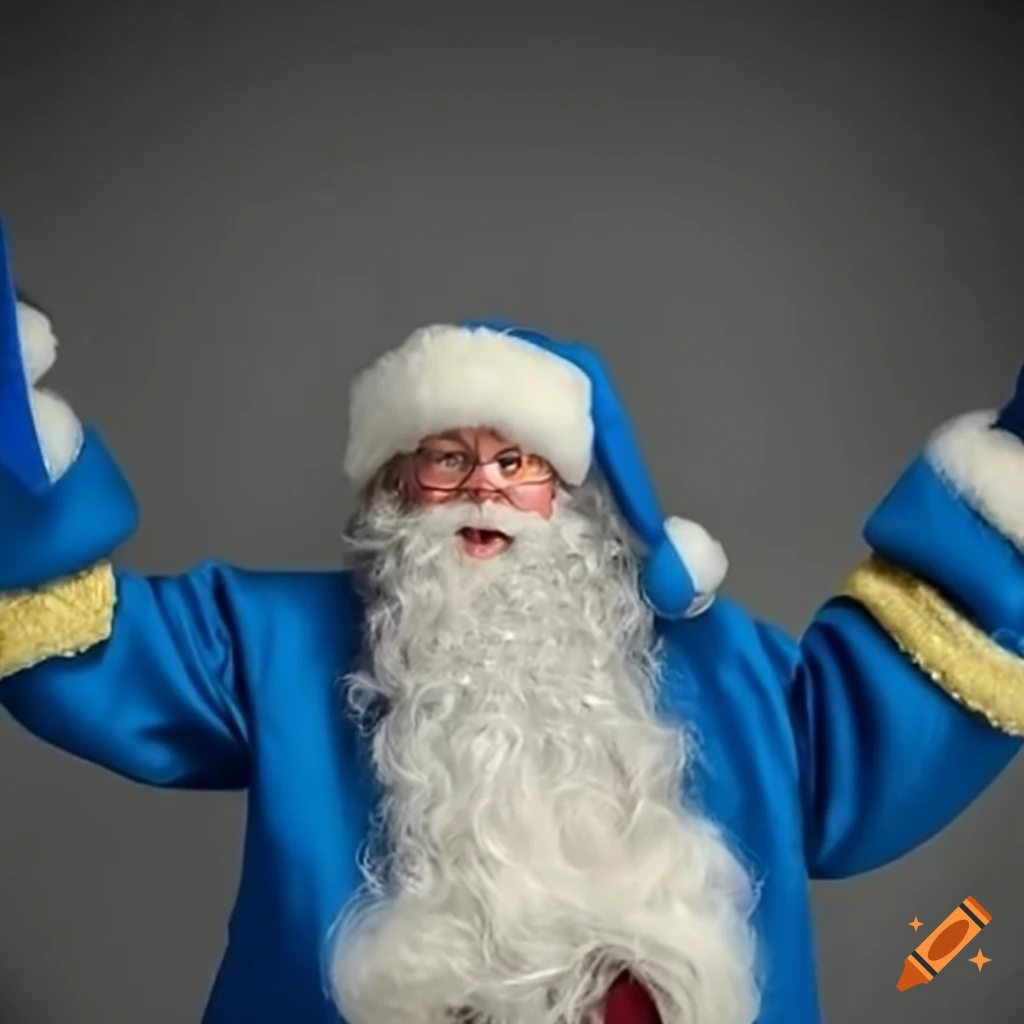 Santa claus with blue coat and gifts on Craiyon