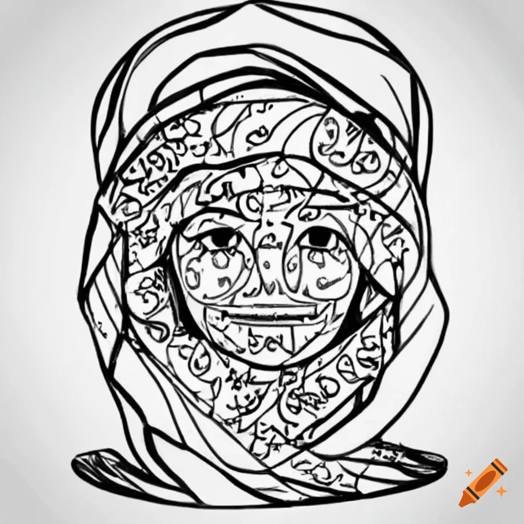 Coloring page featuring islamic symbols