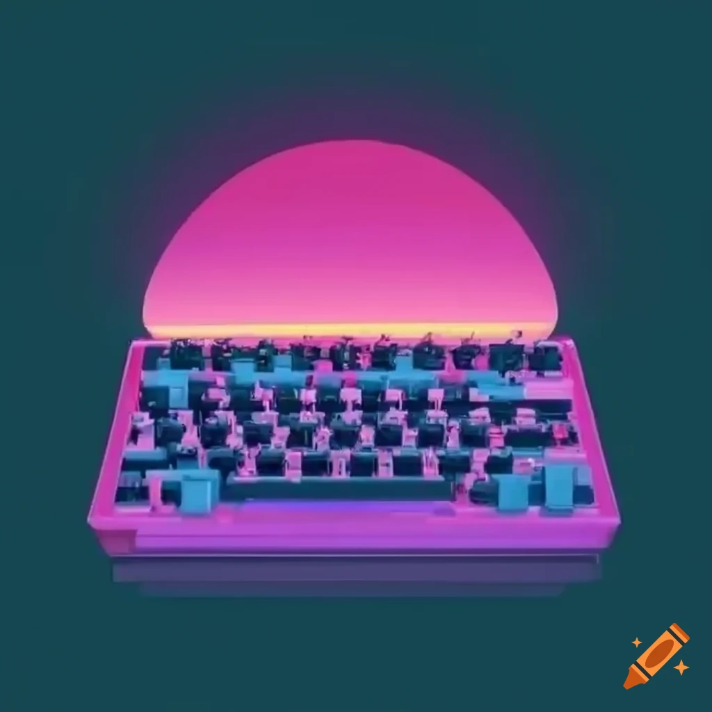 Vaporwave artwork of computer coding on Craiyon