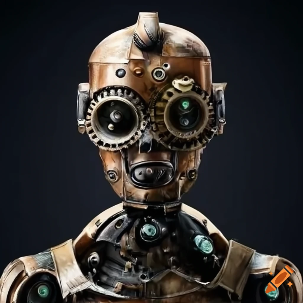 Realistic steampunk humanoid robot