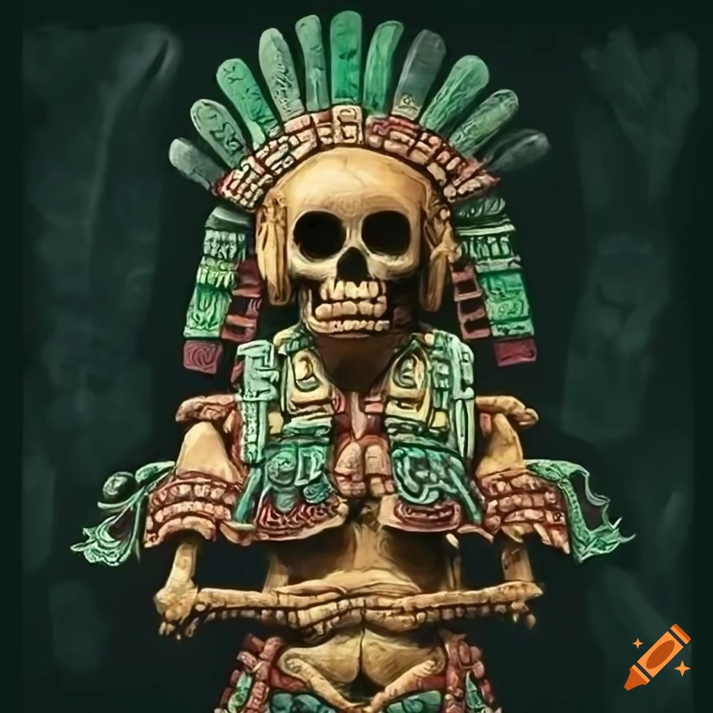 Skeleton depiction of Itztlacoliuhqui, an Aztec god on Craiyon