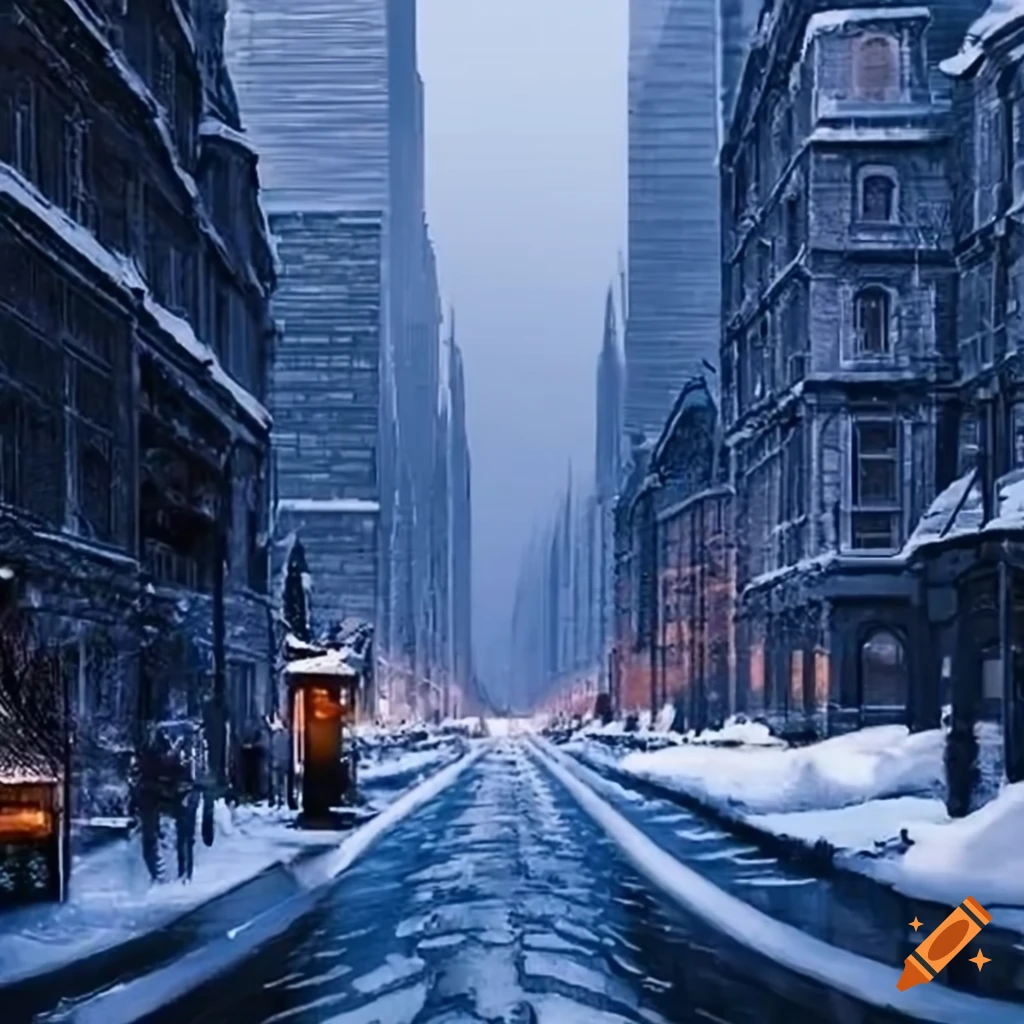 Hyper-realistic snow city wallpaper for iphone