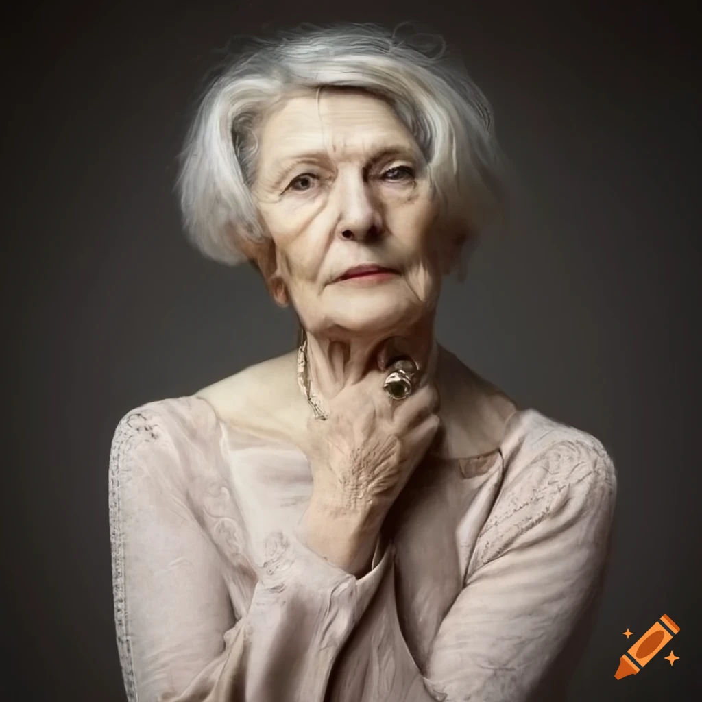 Portrait of an attractive older woman in an expressive style on Craiyon