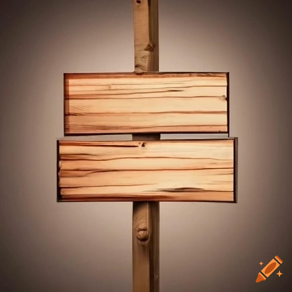 Wooden sign post made of planks on Craiyon