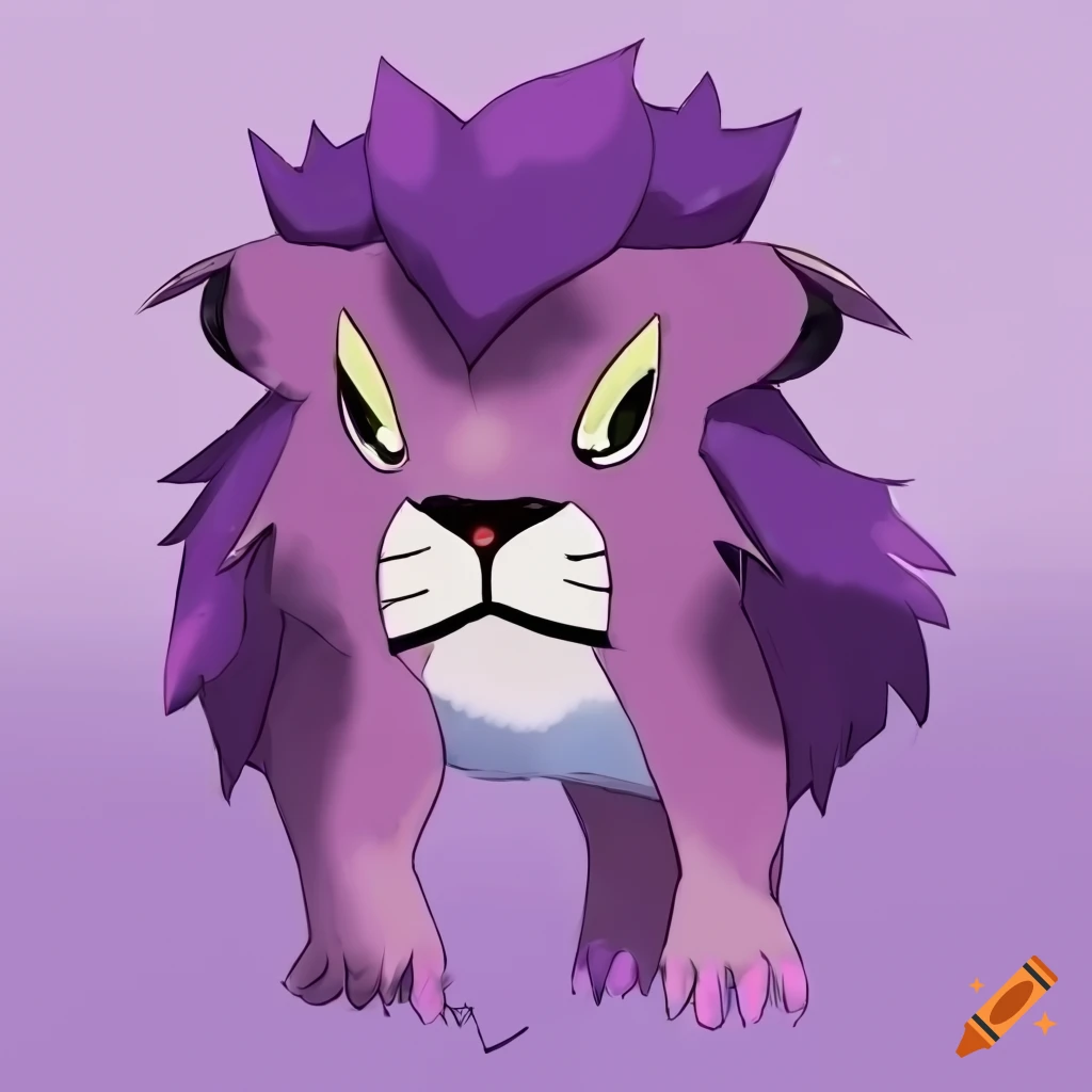Purple lion fakemon on Craiyon