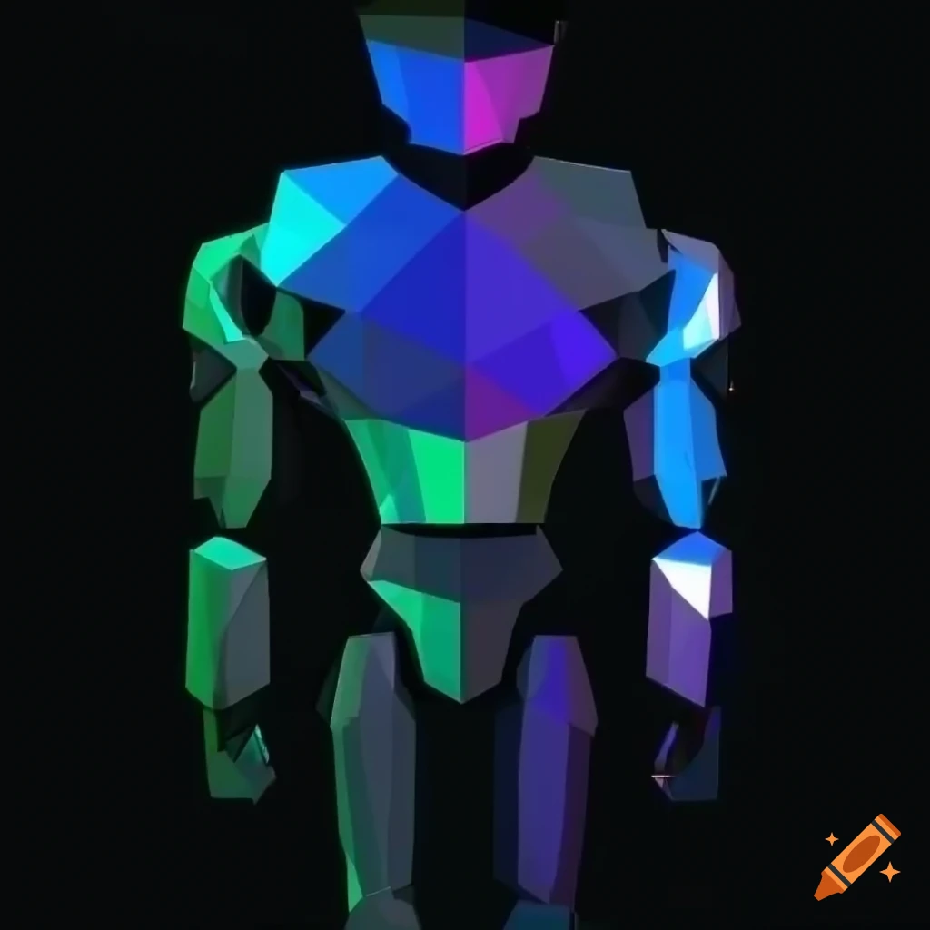 Sleek and modern low poly robot with vibrant lights on Craiyon