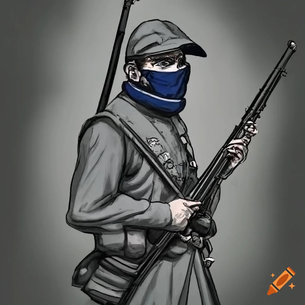 Realistic colored emblem of a confederate soldier in uniform on Craiyon