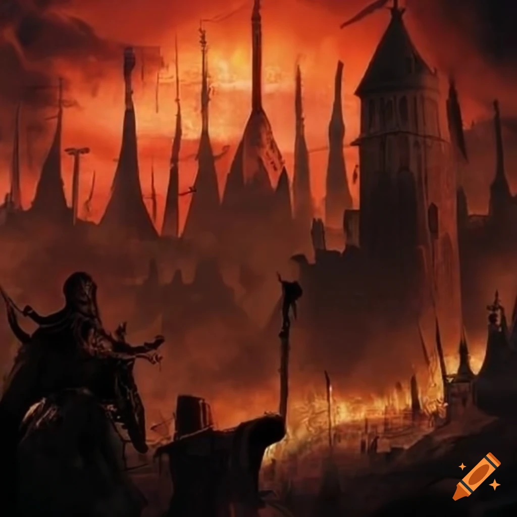 Medieval artwork depicting the red apocalypse