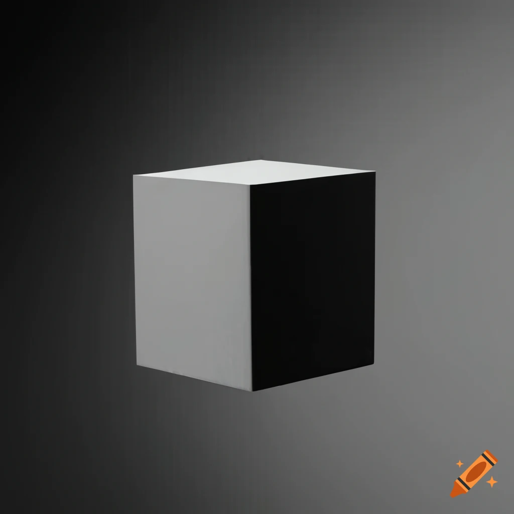3d monochrome image of a floating solid box on Craiyon