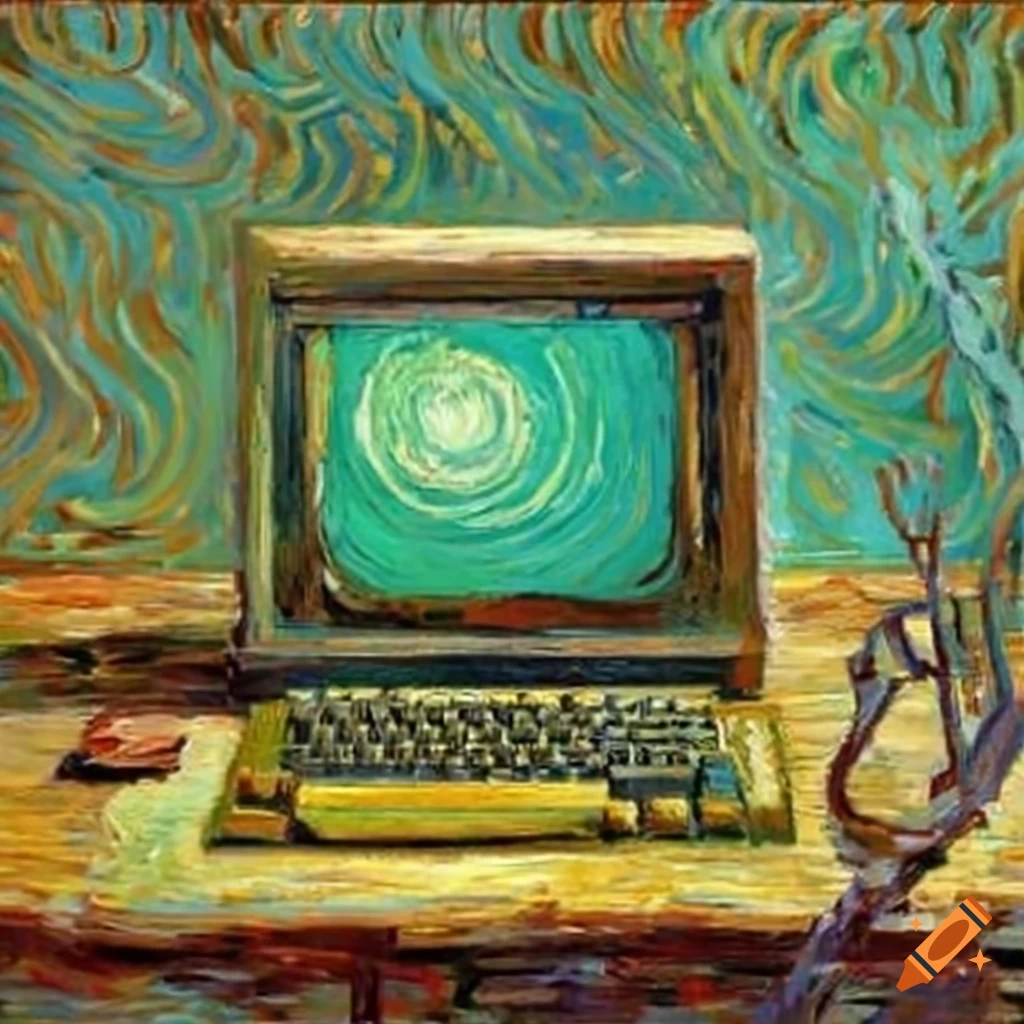 Impressionist painting of an old computer on Craiyon