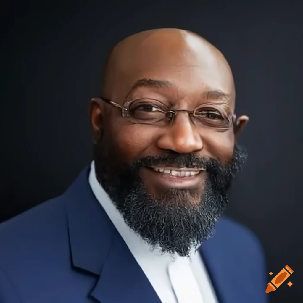 Portrait of a mature black ceo with shaved beard