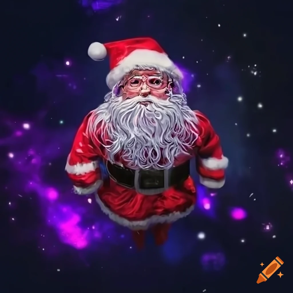 Cyberpunk santa claus in space