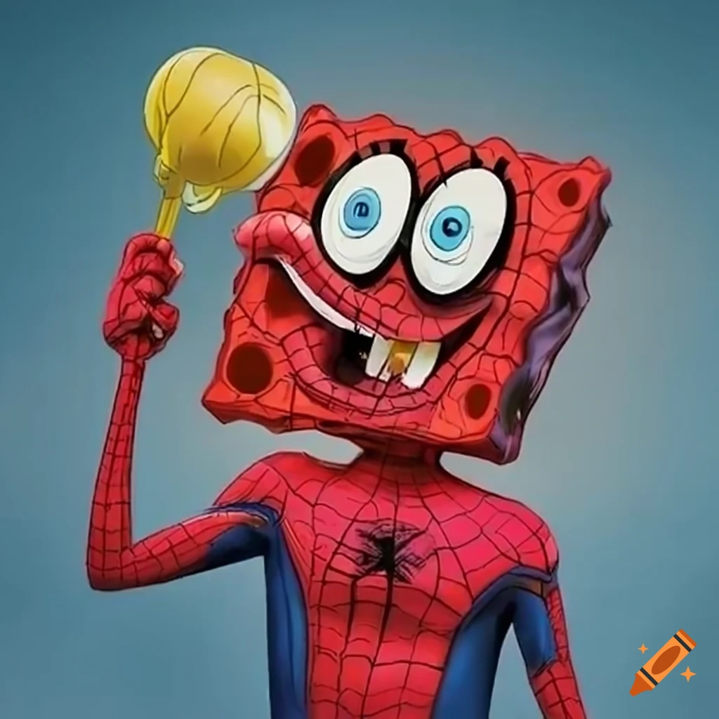 Spider-man and spongebob crossover artwork on Craiyon