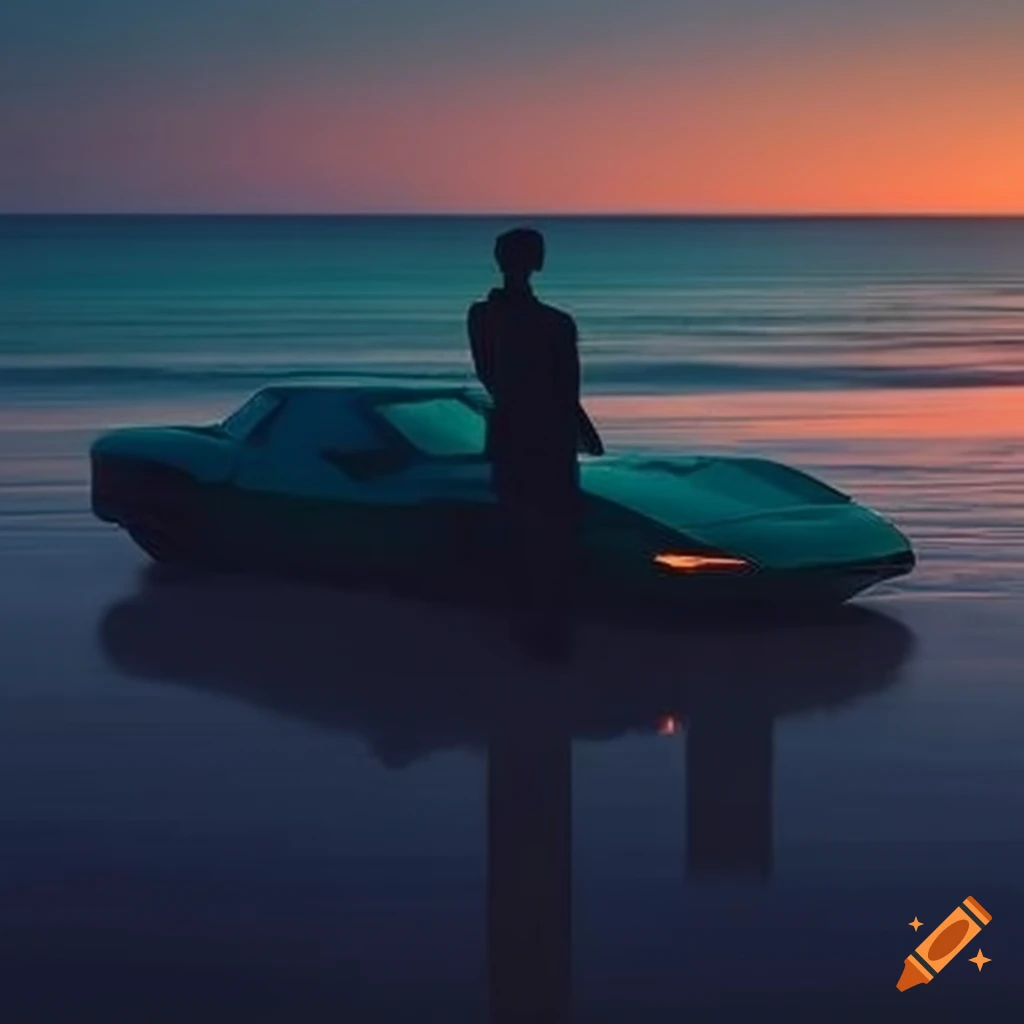 Silhouette of a hero next to a dark green c4 corvette