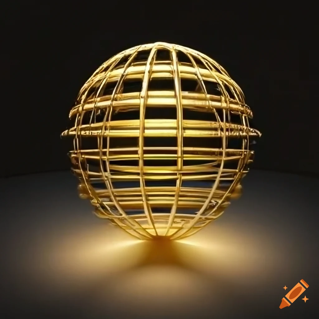 Golden sphere-shaped cage decoration
