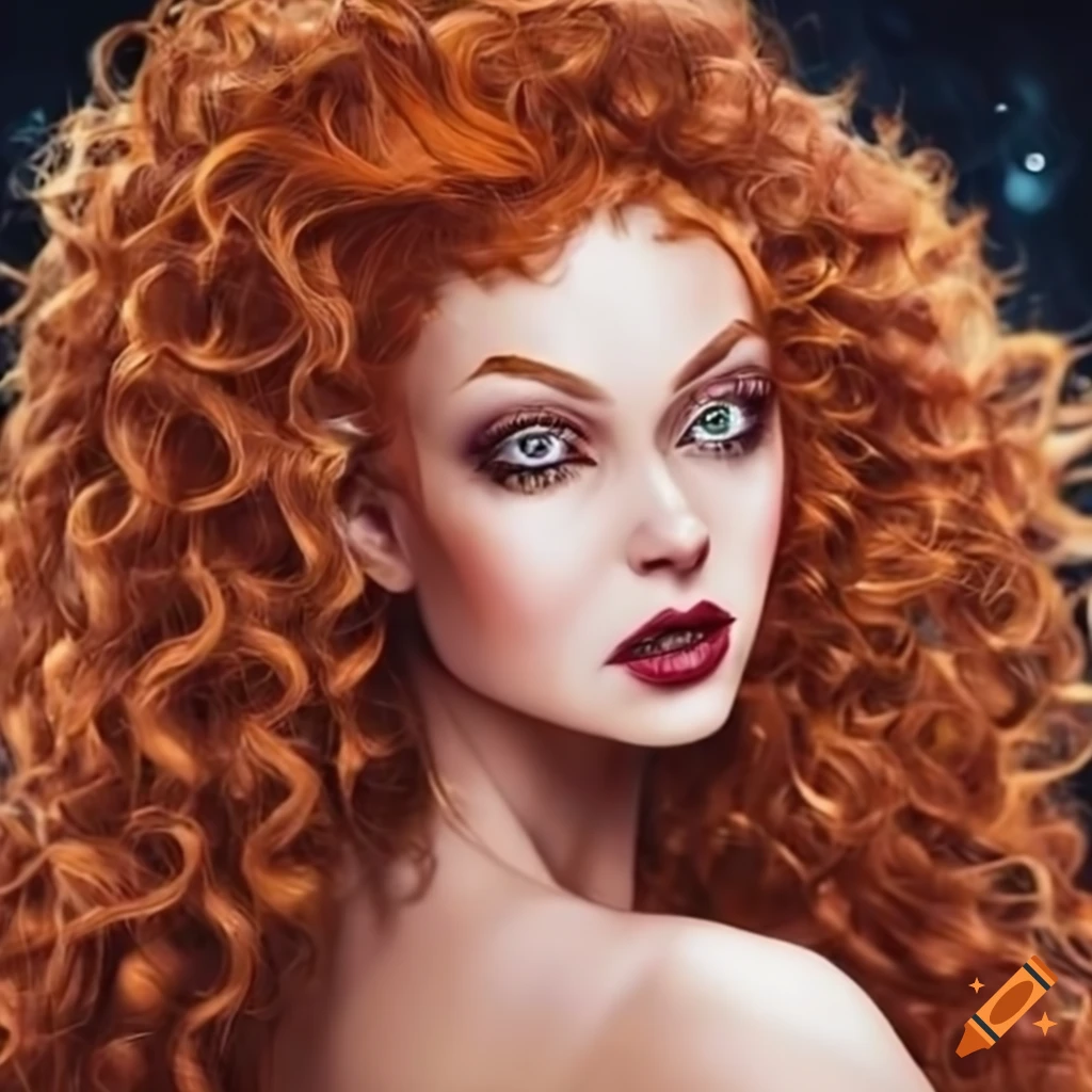 Detailed illustration of a ginger-haired villainess