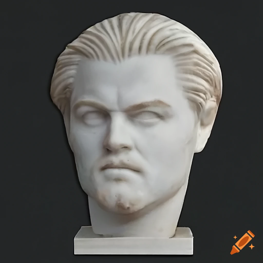Marble sculpture of Leonardo DiCaprio's face on Craiyon