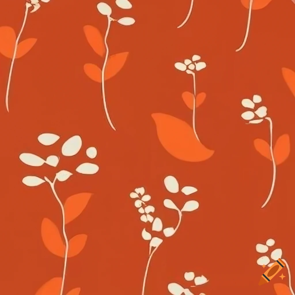 Seamless burnt orange and red floral pattern