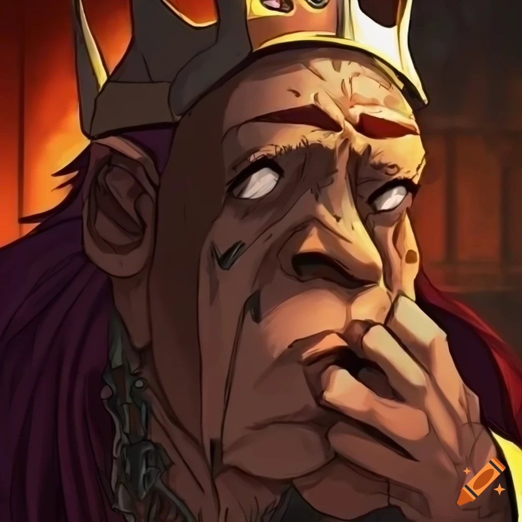 Portrait of a sad king on Craiyon