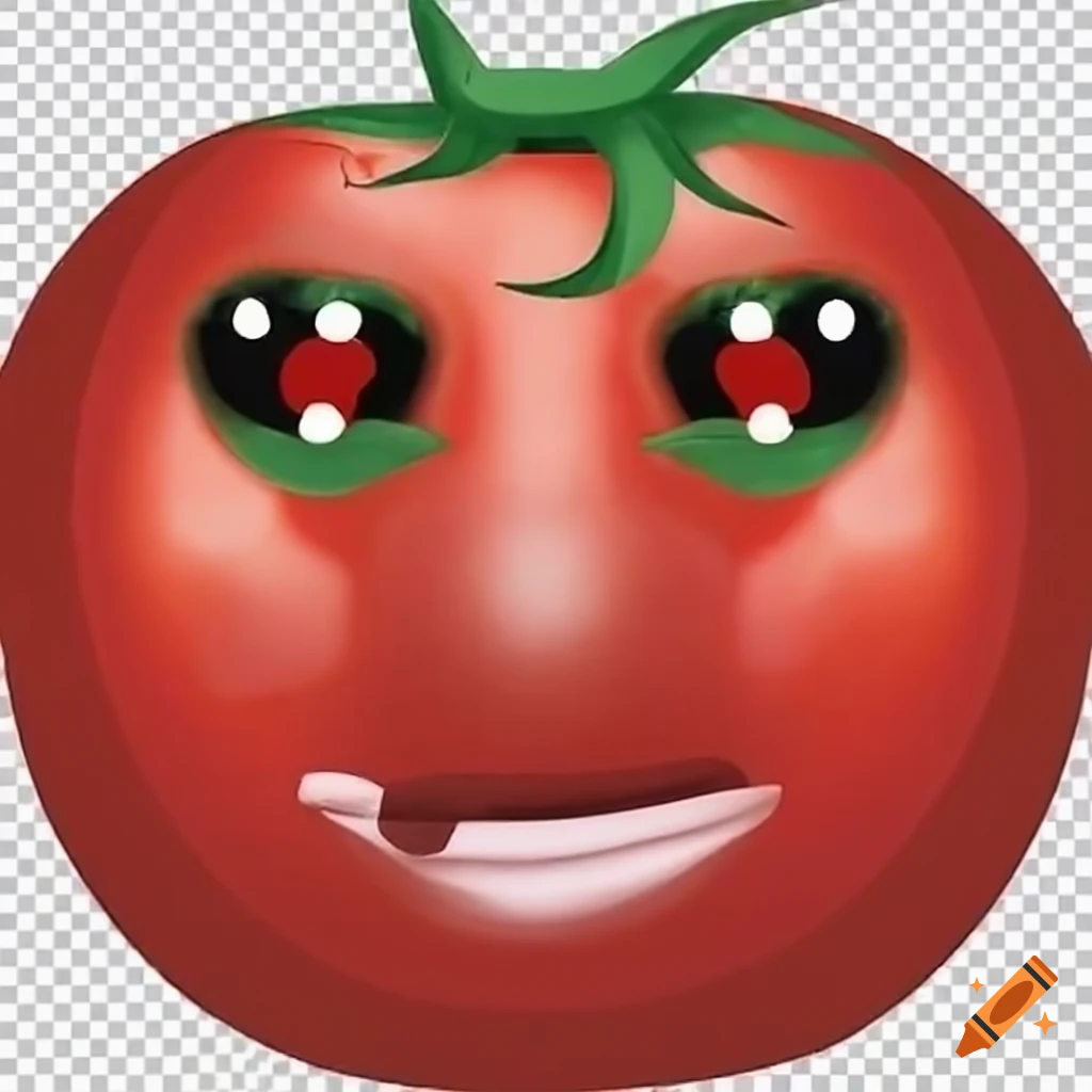 Humorous illustration of a tomato with a face