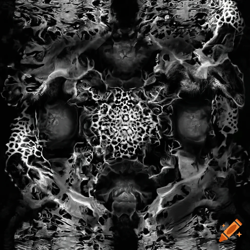 Abstract black and white texture with animal body parts