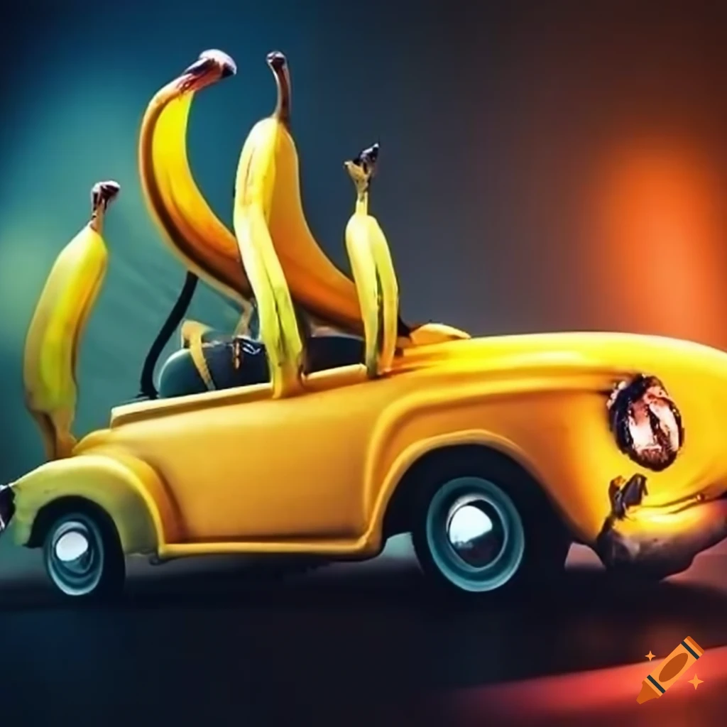 Funny car shaped like a banana on Craiyon