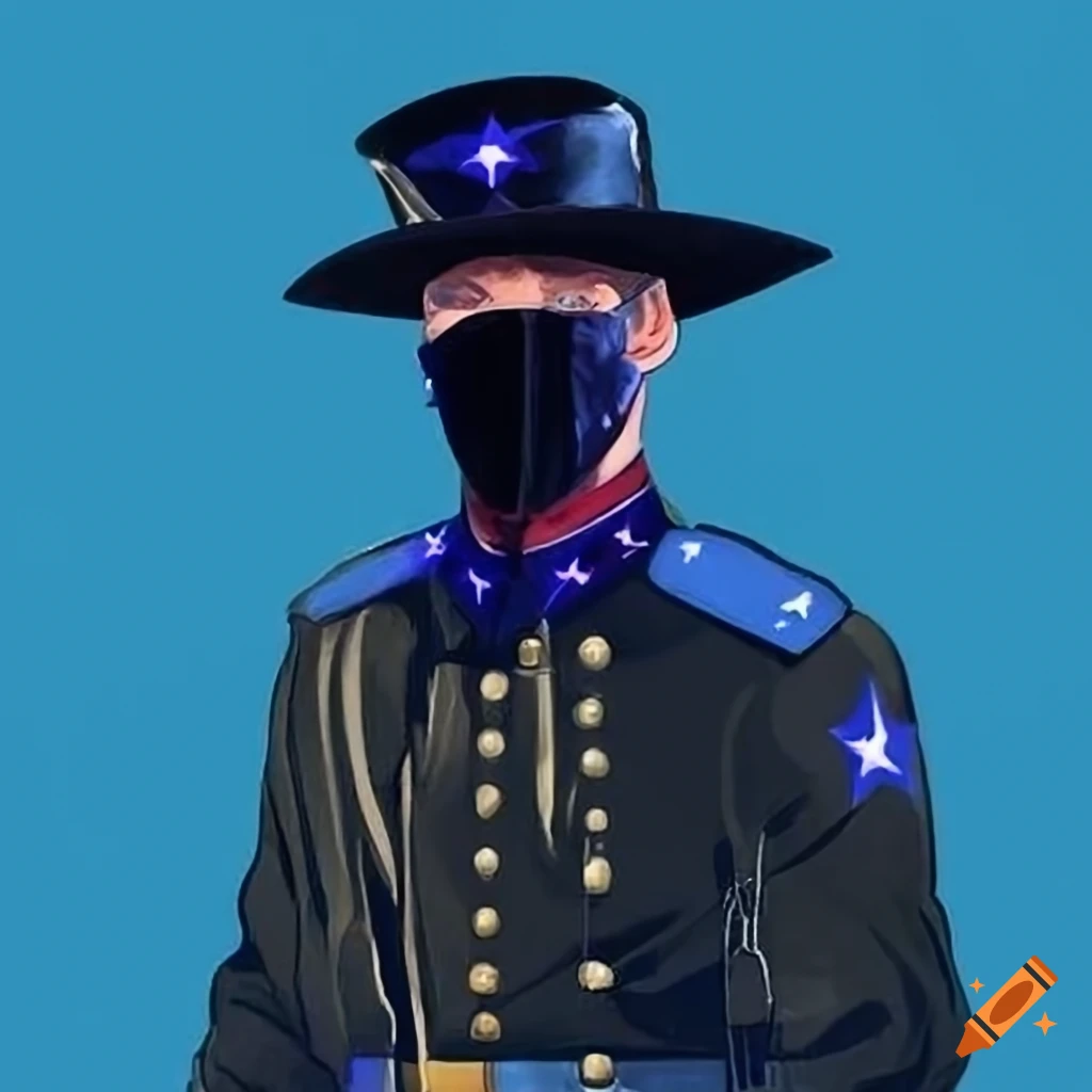 Portrait of a confederate army commander in uniform and mask