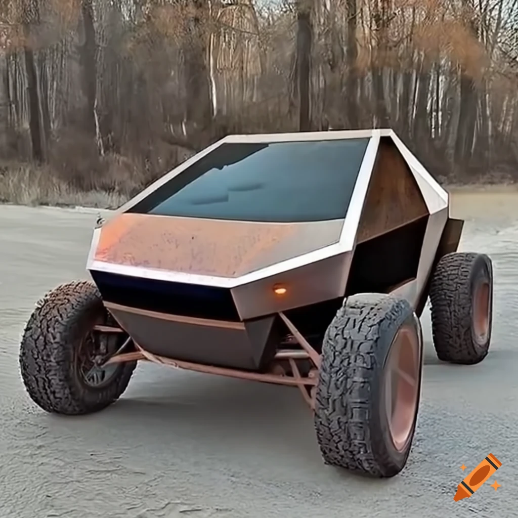Rusty futuristic beach buggy inspired by tesla cybertruck on Craiyon
