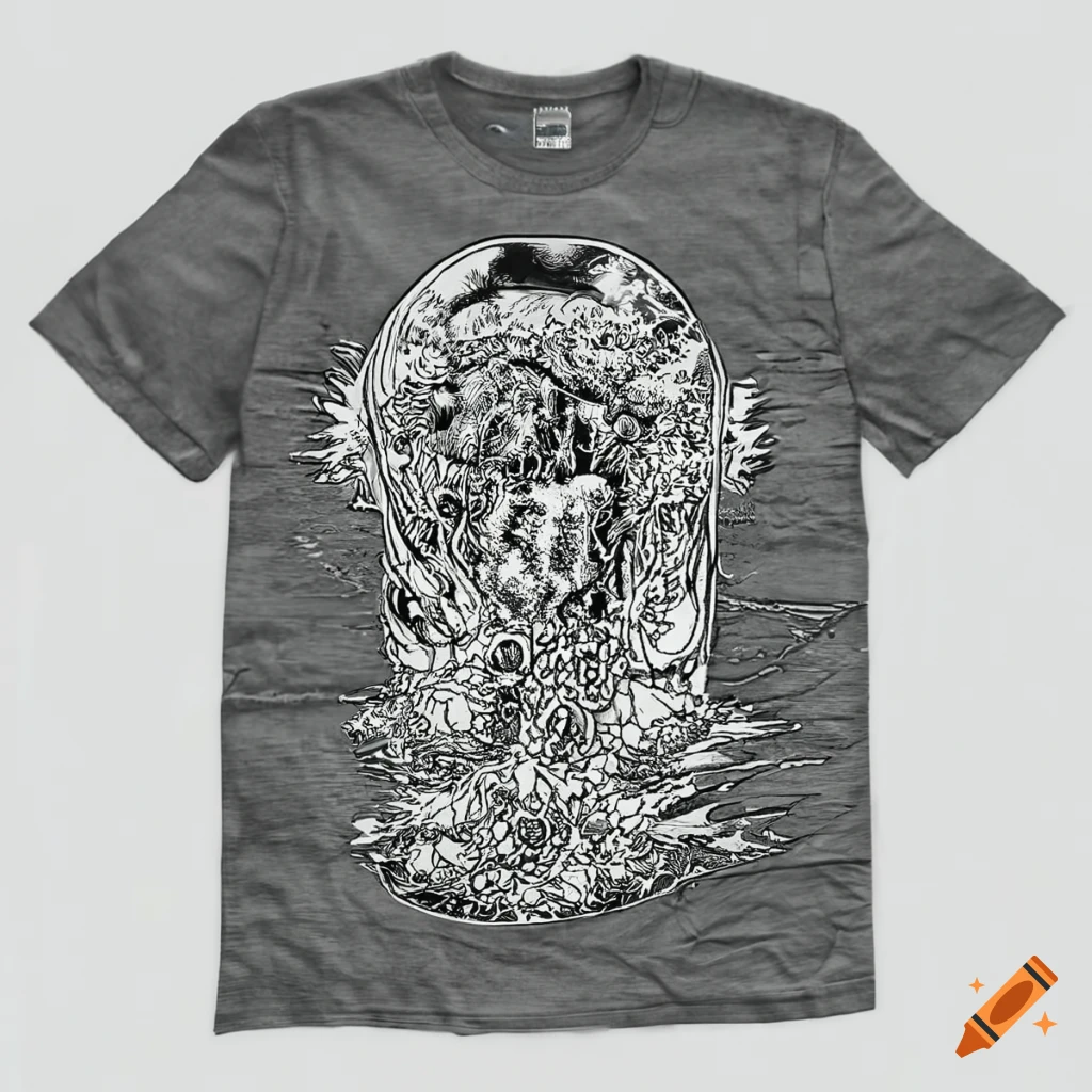 Black and white japanese inspired t-shirt design on Craiyon