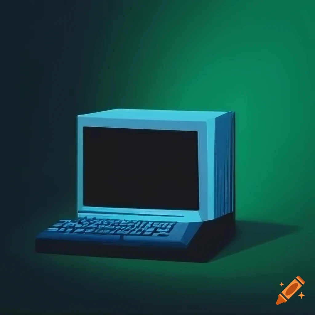 Minimalist painting of a computer with matrix on display on Craiyon