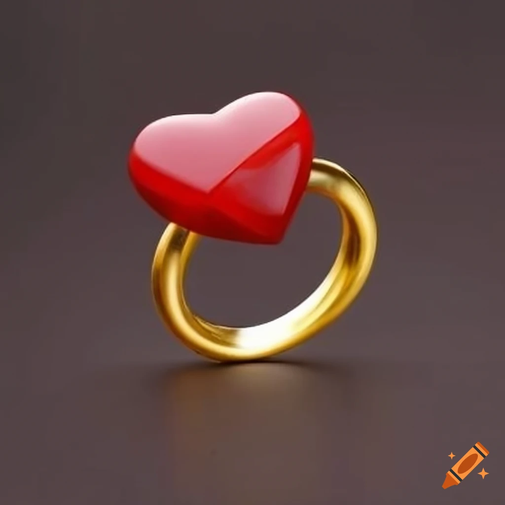 Golden plastic ring toy with red stone on Craiyon