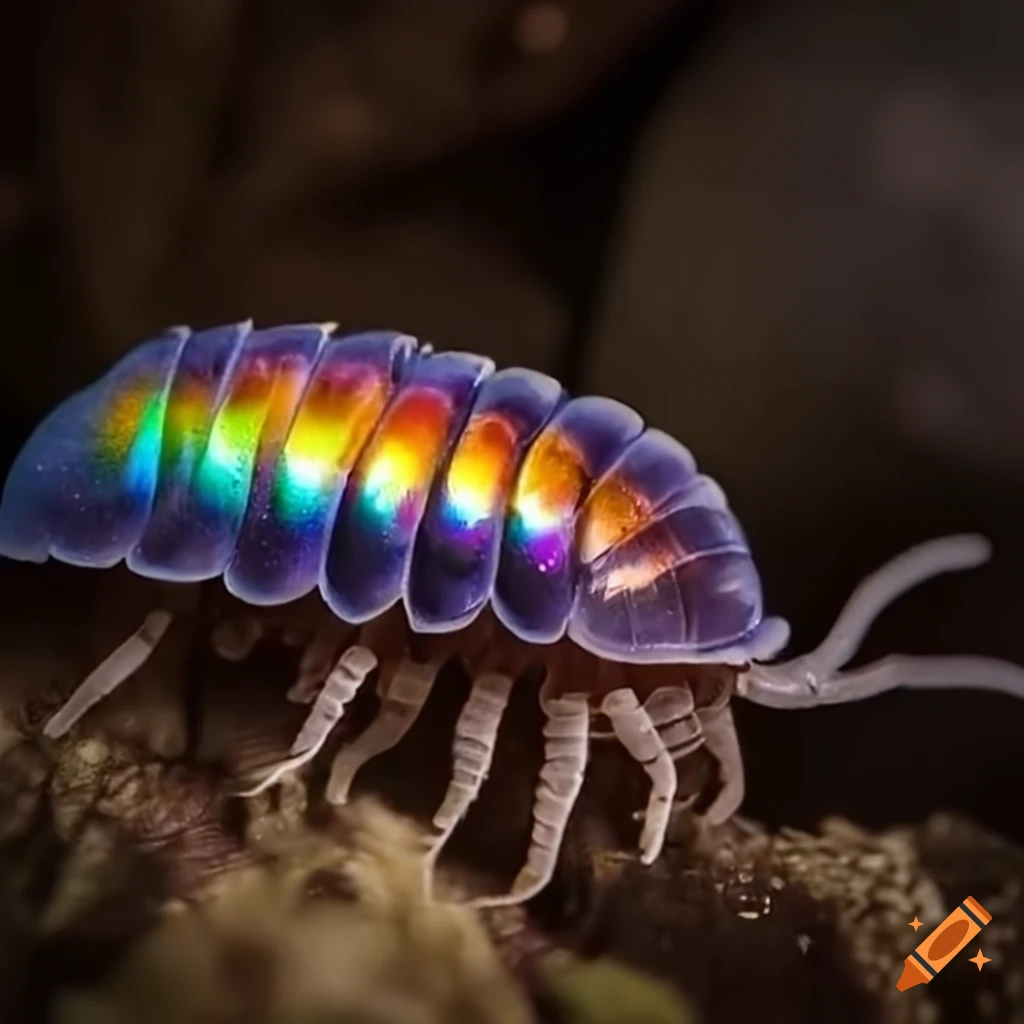 Colorful isopod with antenna and eyes