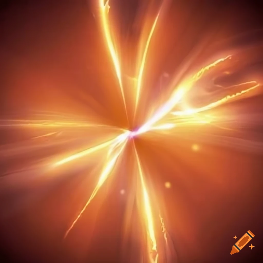 Fire-colored light rays on white background