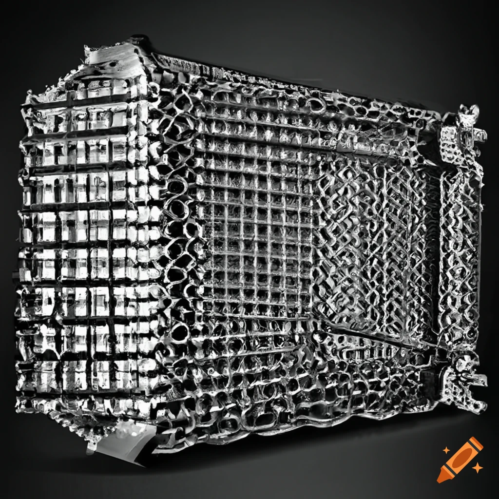 3D printed metal heat exchanger with gyroidal lattice design on Craiyon
