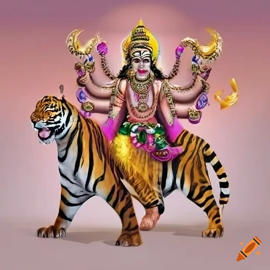 Image of Iyappan god riding a tiger on Craiyon