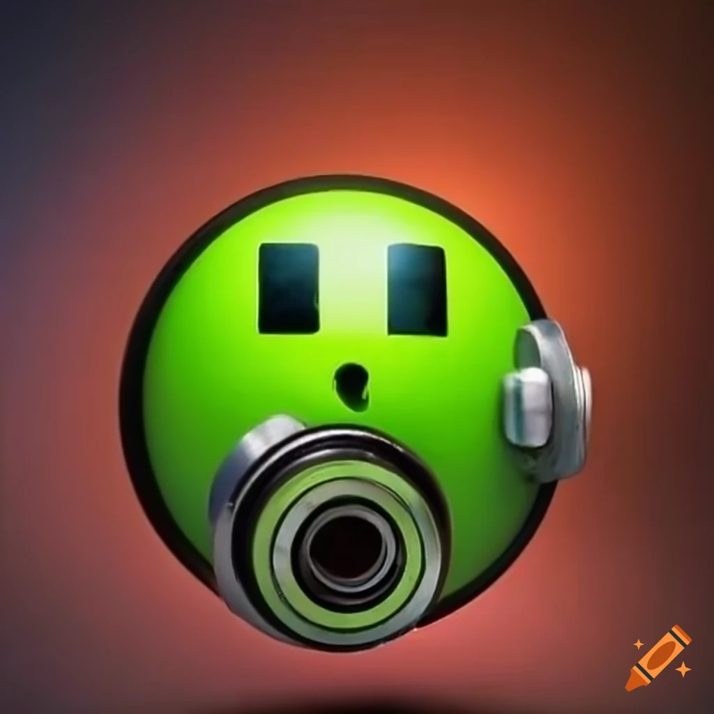 Green pacman holding a metal bearing