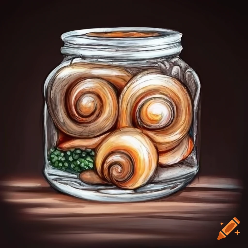 Sketch of a jar filled with snails