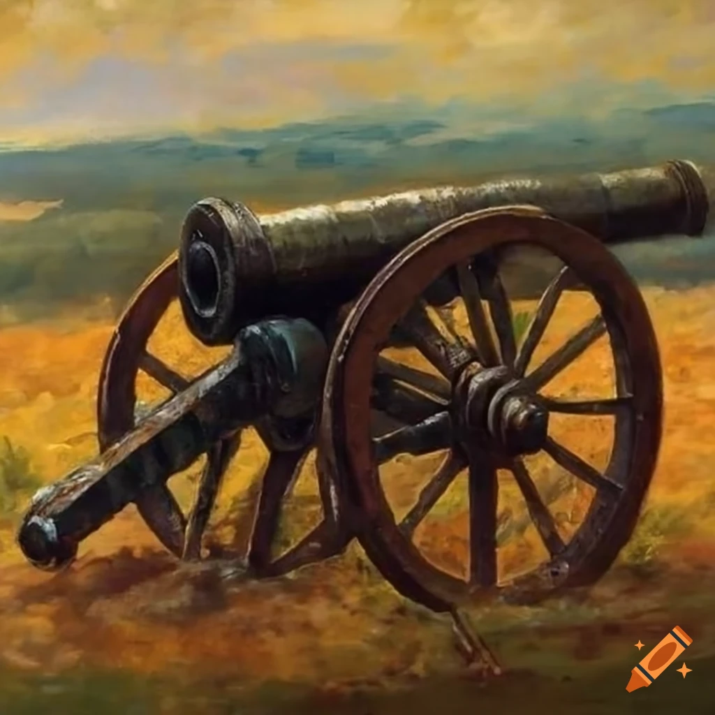 Civil war cannon facing a battlefield