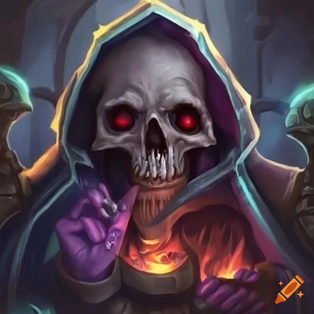 High resolution memento mori card design in hearthstone style