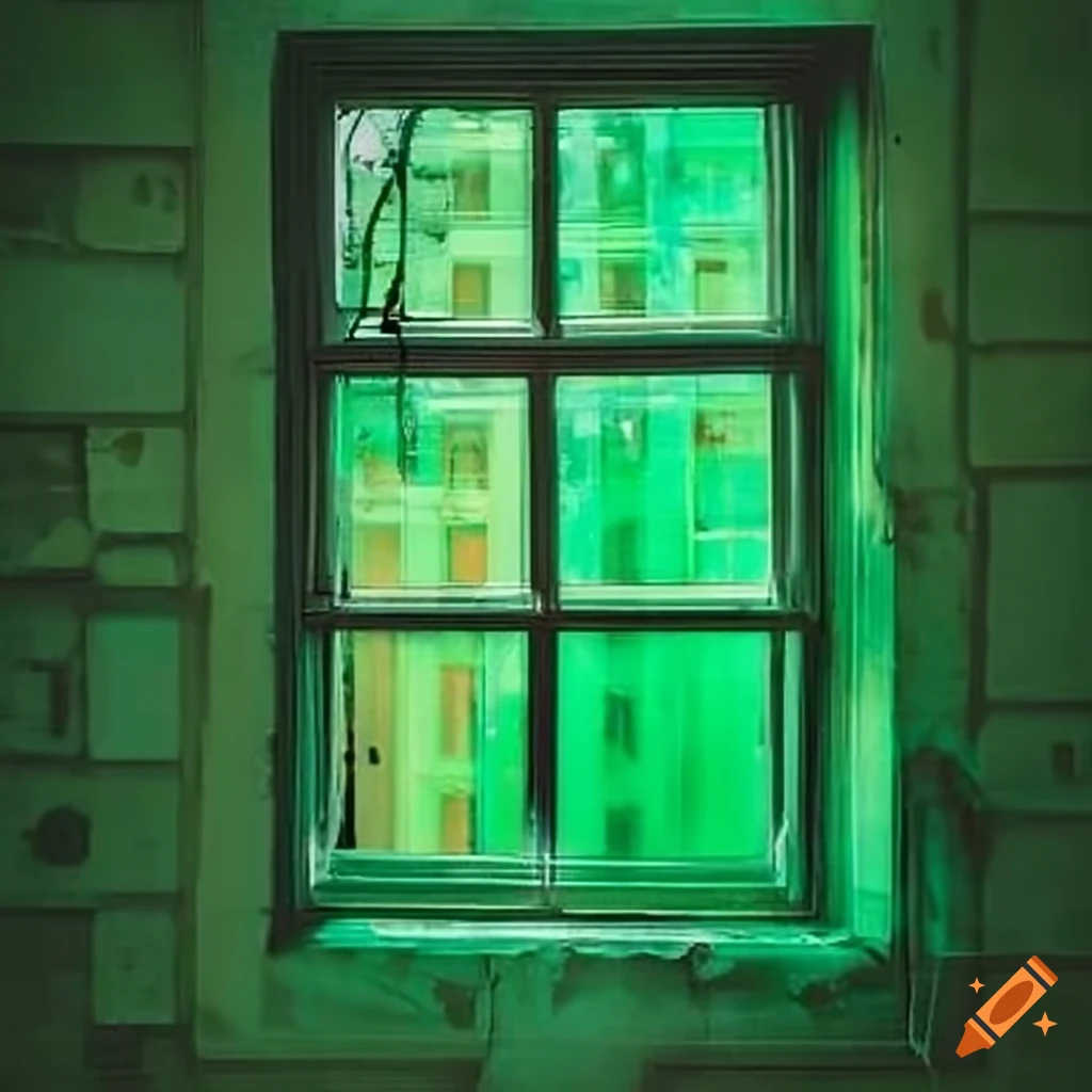 Front view of a light green haussmannien window