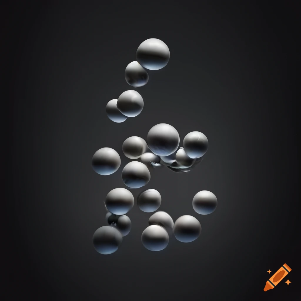 Minimalist black and white floating spheres