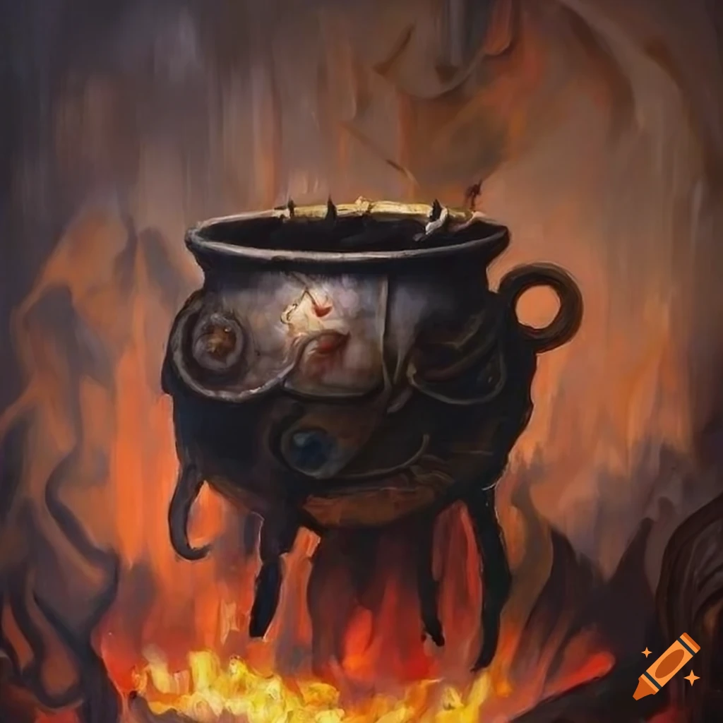 Oil painting of a hot cauldron on Craiyon