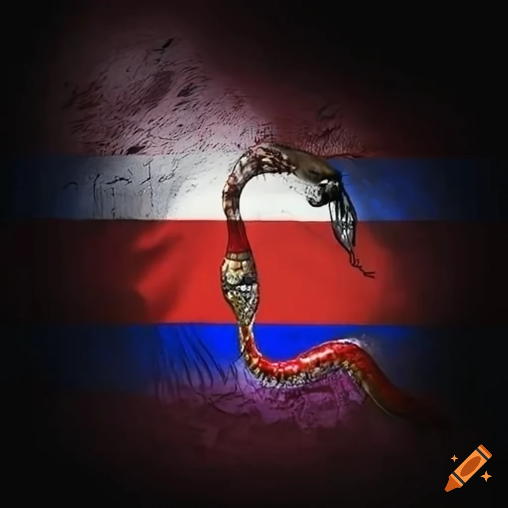 Satirical image with Putin, a mole, a snake, and Russian flag on Craiyon