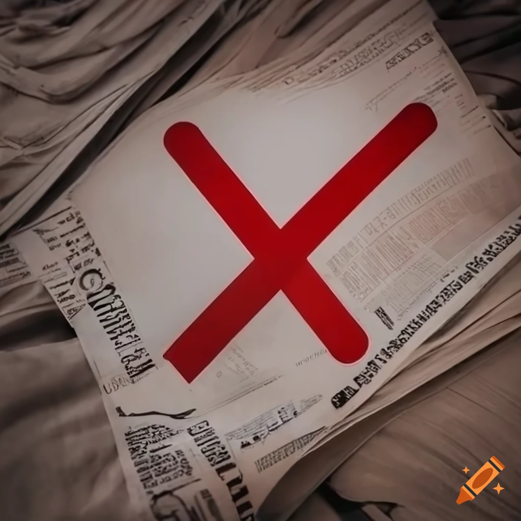 Newspapers with red ban sign