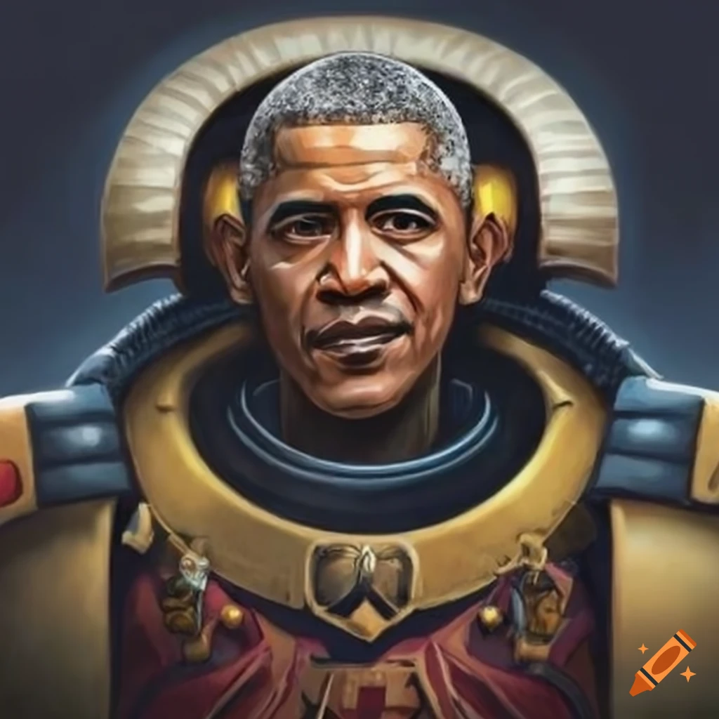 Portrait of a barack obama-inspired warhammer 40k character on Craiyon